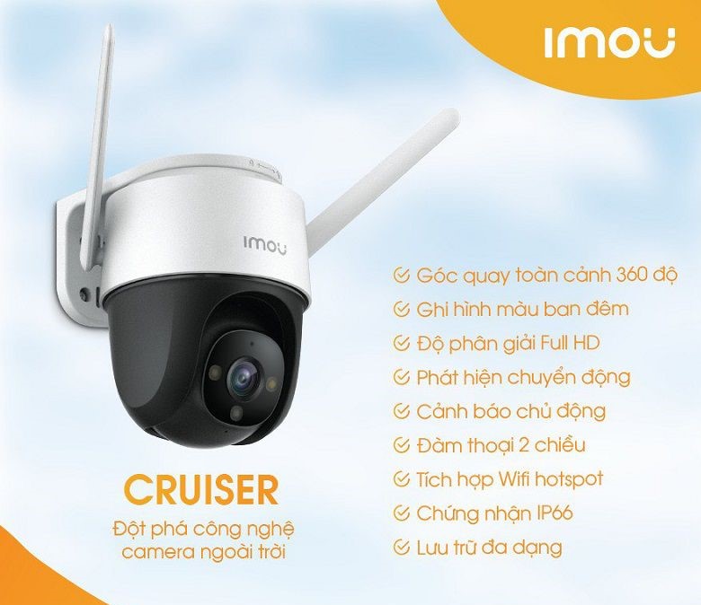 Camera WIFI quay 360 độ ngoài trời IMOU IPC-S22FP 2.0MP - Thiết bị an ...